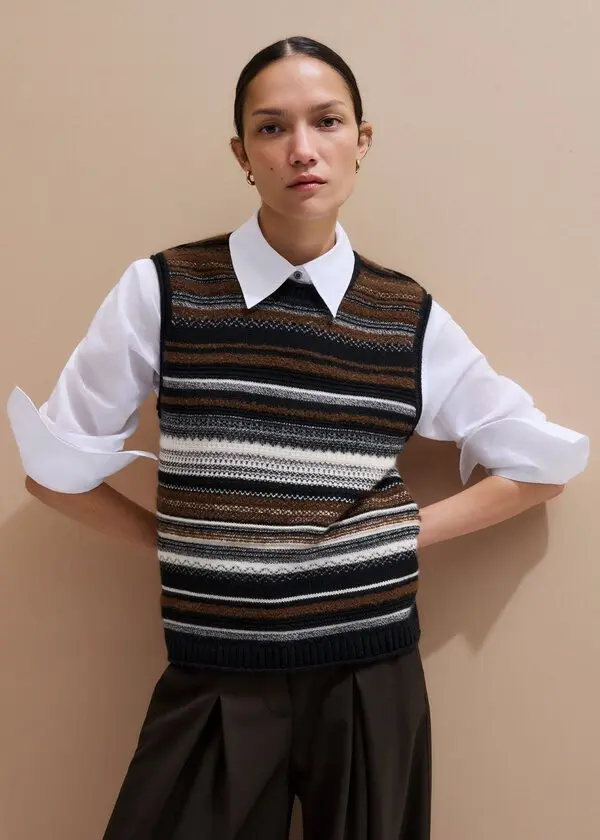 ME+EM Textured Stitch Knit Vest With Snood