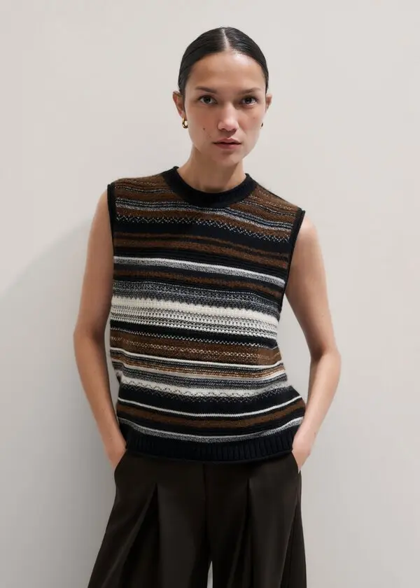 ME+EM Textured Stitch Knit Vest With Snood