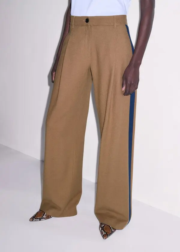 ME+EM Wool Straight-leg Pleat Front Trousers - Camel