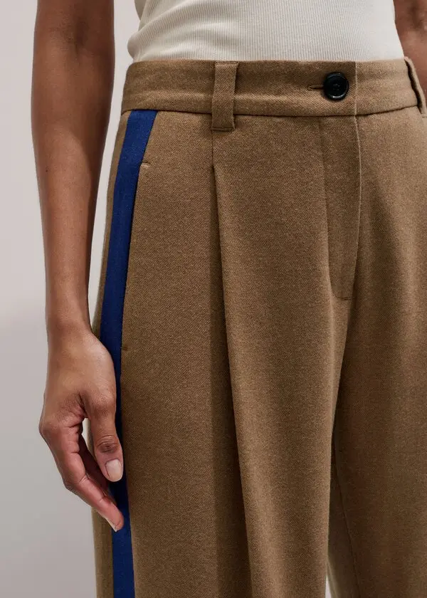 ME+EM Wool Straight-leg Pleat Front Trousers - Camel