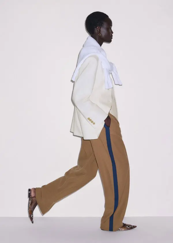ME+EM Wool Straight-leg Pleat Front Trousers - Camel