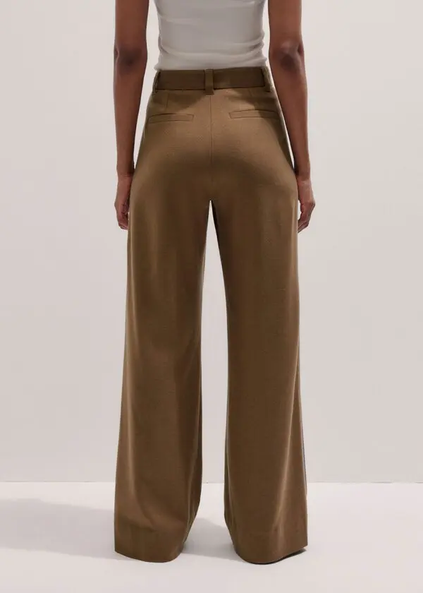 ME+EM Wool Straight-leg Pleat Front Trousers - Camel