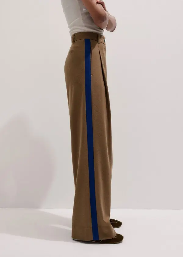 ME+EM Wool Straight-leg Pleat Front Trousers - Camel