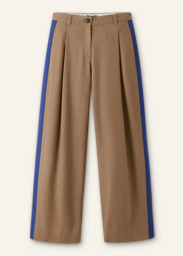 ME+EM Wool Straight-leg Pleat Front Trousers - Camel