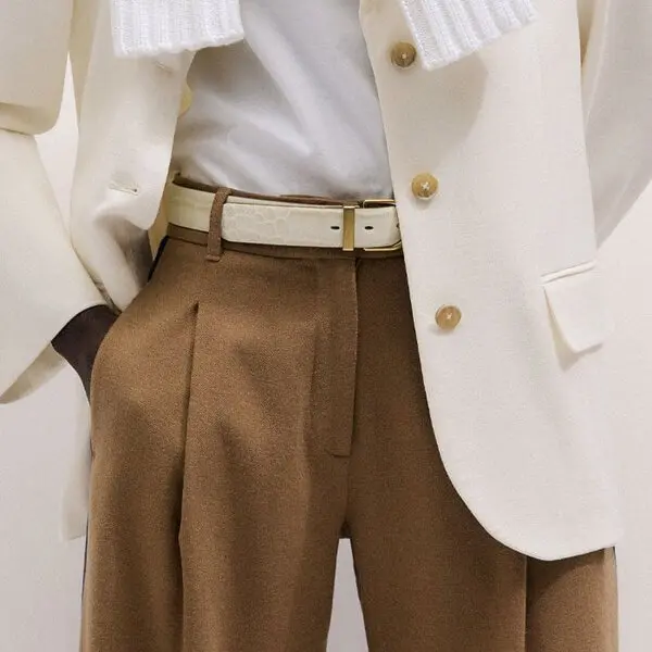 ME+EM Wool Straight-leg Pleat Front Trousers - Camel