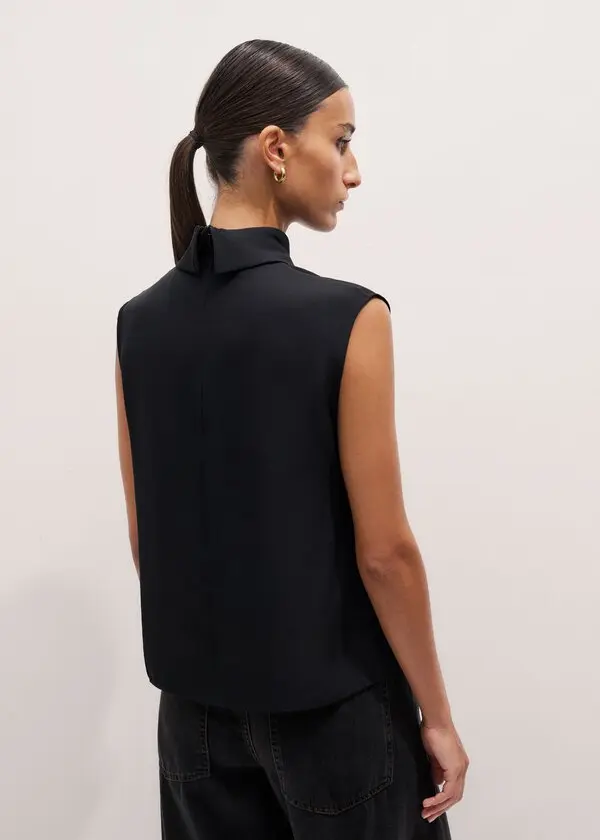 ME+EM Silk Sleeveless Top With Embellished Scarf