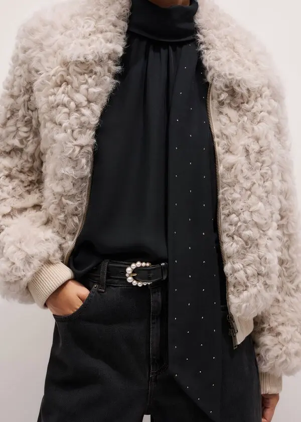 ME+EM Silk Sleeveless Top With Embellished Scarf