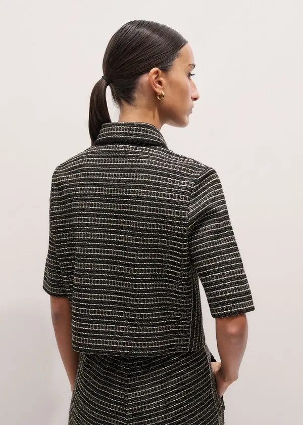 ME+EM Stripe Tweed Zip-front Top