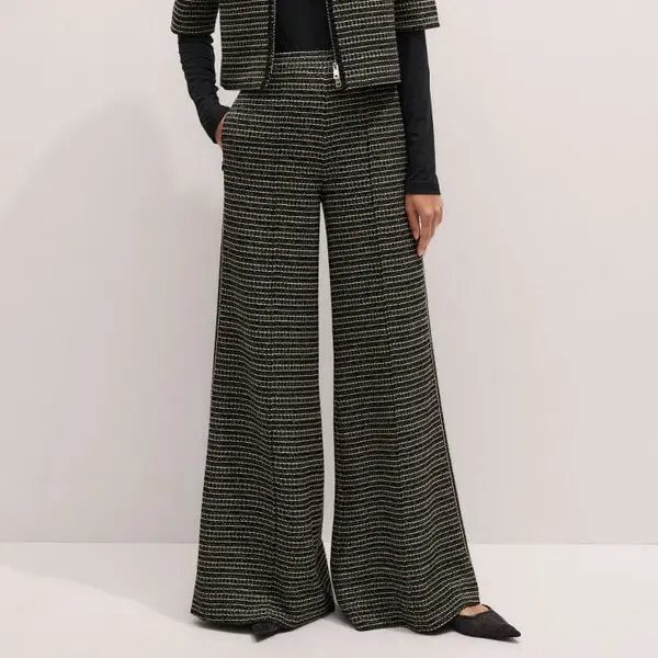 ME+EM Stripe Tweed Zip-front Top