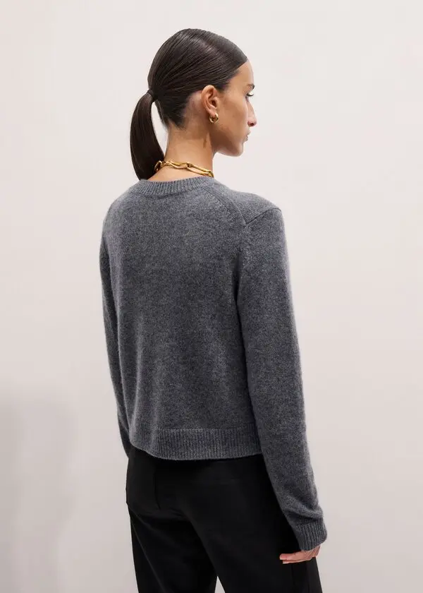 ME+EM Relaxed Fit Cropped Jumper - Mid Grey Melange