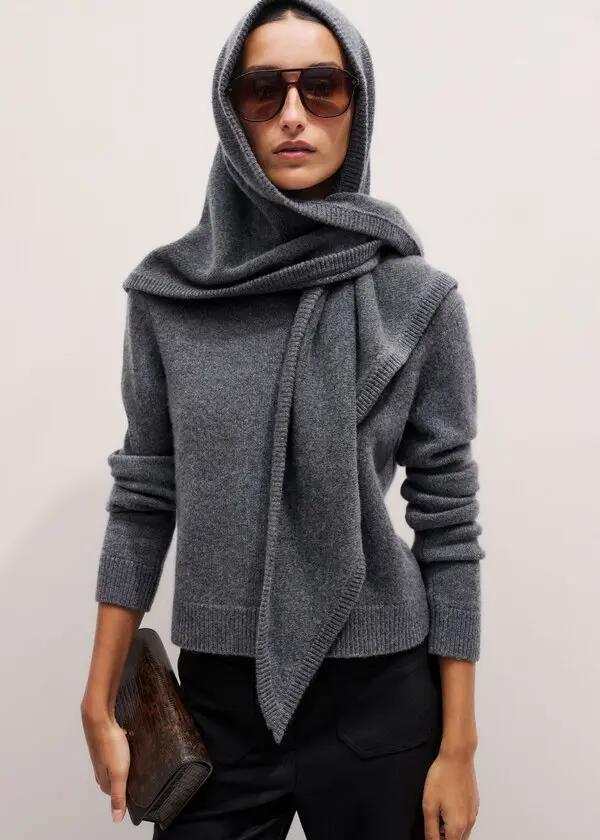 ME+EM Relaxed Fit Cropped Jumper - Mid Grey Melange