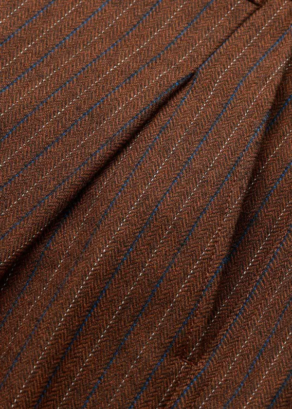 ME+EM Pleated Pinstripe Trousers - Toffee