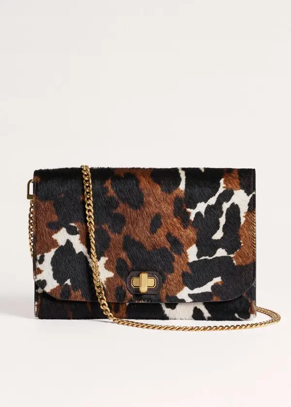 ME+EM Cow Print Envelope Clutch - Dark Brown Multi
