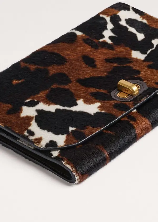 ME+EM Cow Print Envelope Clutch - Dark Brown Multi