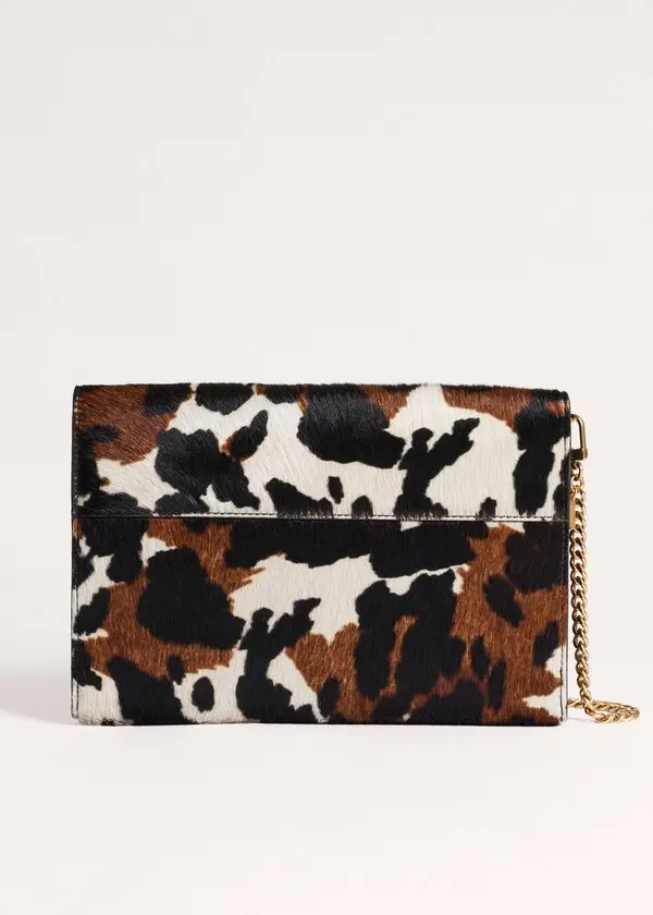 ME+EM Cow Print Envelope Clutch - Dark Brown Multi