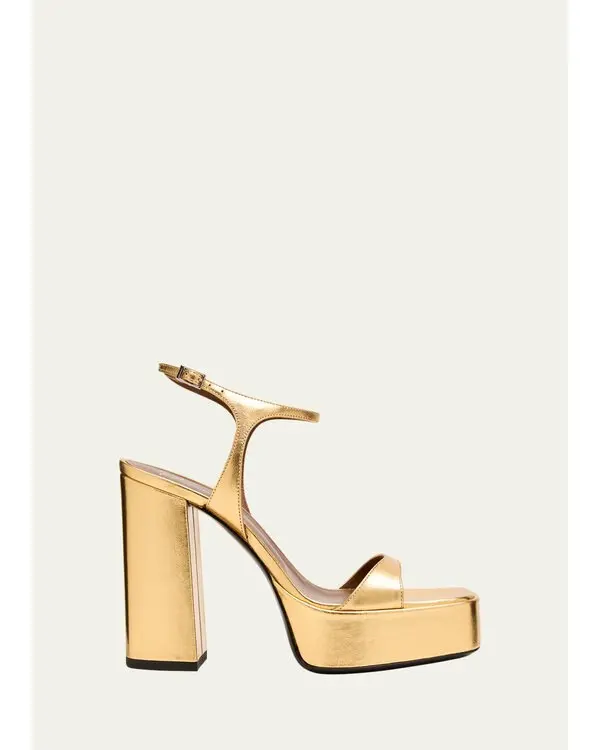 GIUSEPPE ZANOTTI Metallic Leather Platform Sandals