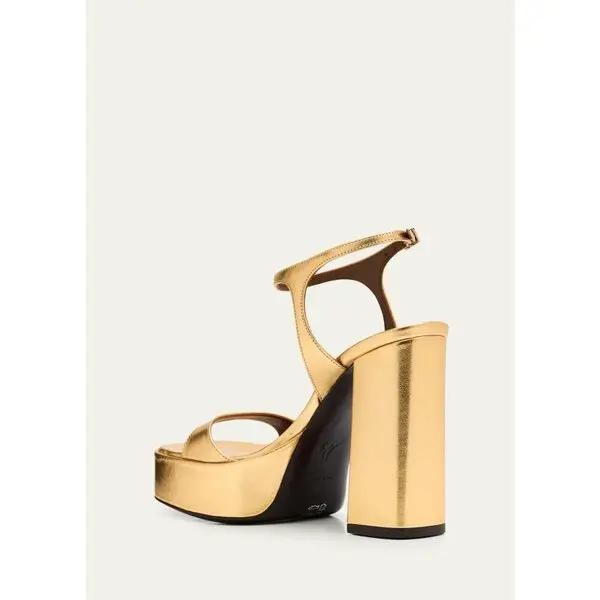 GIUSEPPE ZANOTTI Metallic Leather Platform Sandals