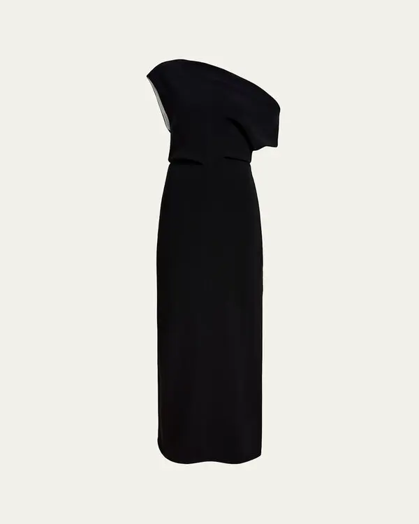 Proenza Schouler Rosina Draped Double-crepe Dress - Black