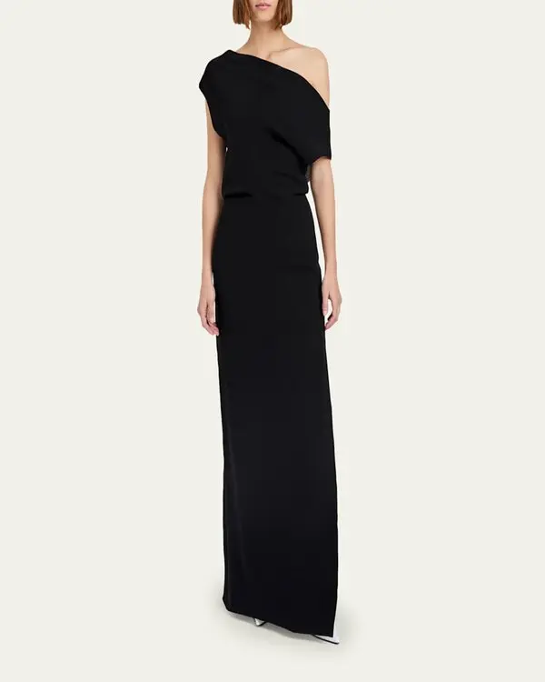 Proenza Schouler Rosina Draped Double-crepe Dress - Black