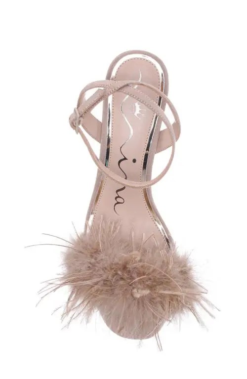 Nina Ankle Strap Feathered Sandals - Alamo Tan