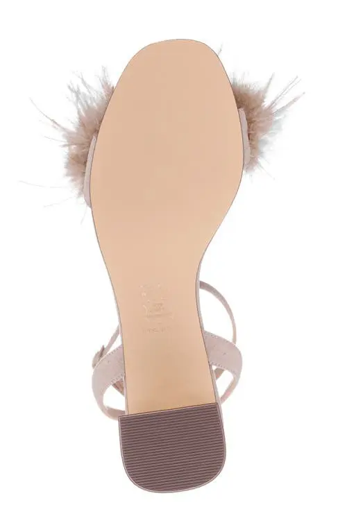 Nina Ankle Strap Feathered Sandals - Alamo Tan