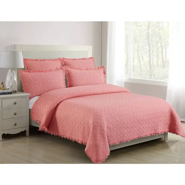 C&F HOME Trellis Cotton Quilt Set Reversible And Machine Washable - Pink