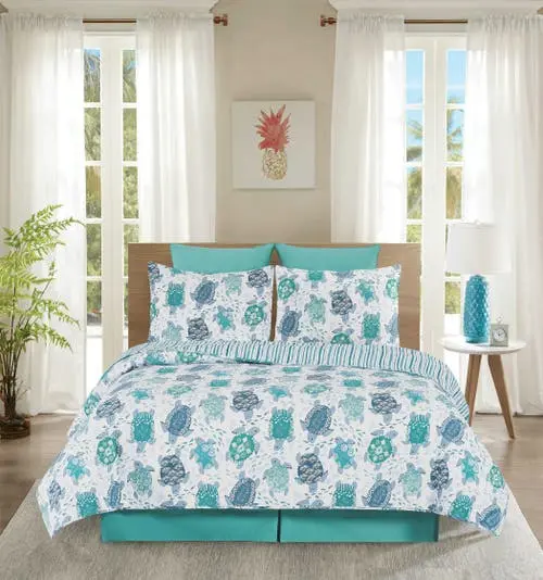 C&F HOME Turtle Bay Beach Coastal Cotton Quilt Set Reversible And Machine Washable