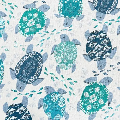 C&F HOME Turtle Bay Beach Coastal Cotton Quilt Set Reversible And Machine Washable