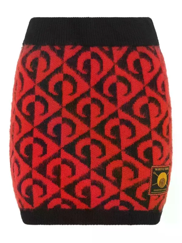 MARINE SERRE Moon Lozenge-knit Miniskirt