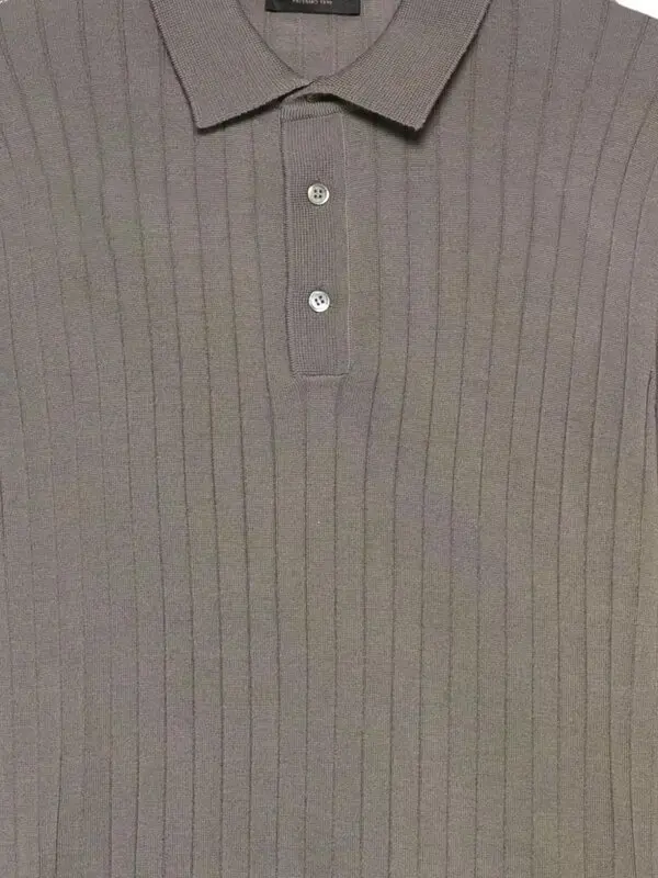 DELL'OGLIO Ribbed Polo Shirt - Grey