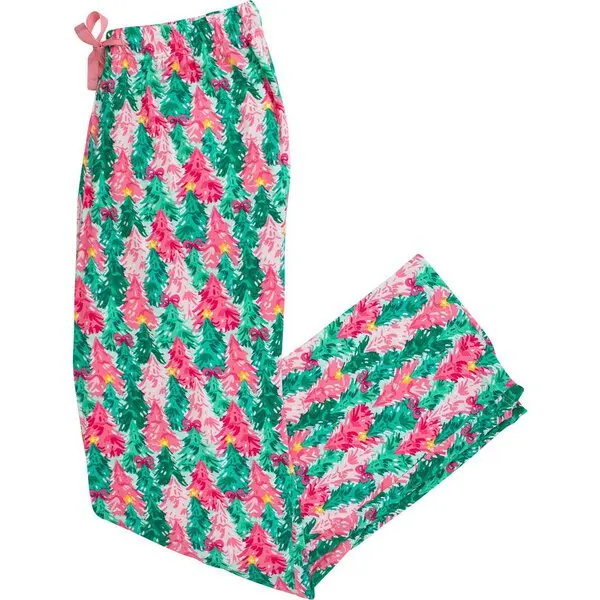 RUFFLEBUTTS Softsnooze Holiday Adult Pajama Pants - Pink Jolly Grove
