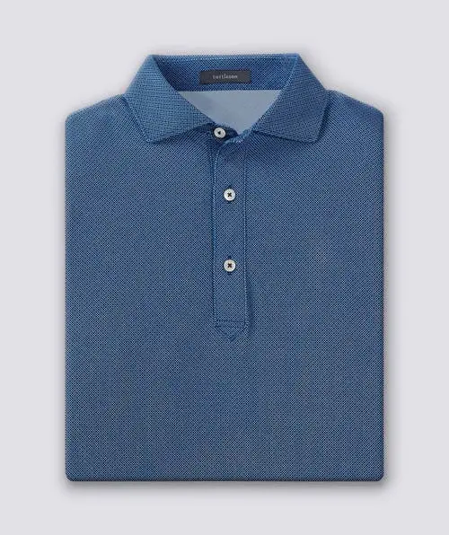 TURTLESON Clarence Mini Diamond Jacquard Performance Polo - Navy