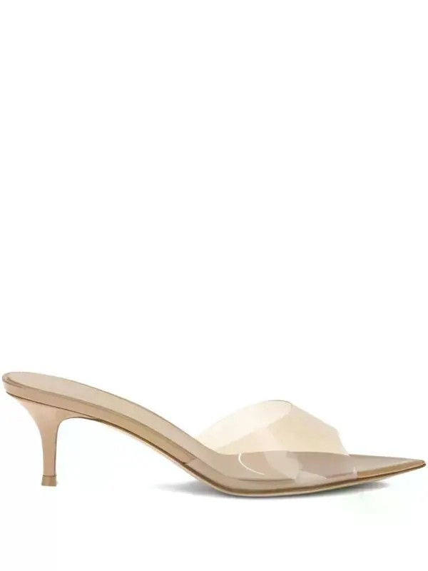 GIANVITO ROSSI 55mm Elle Transparent Strap Pointed Toe Heeled Sandals - Neutrals