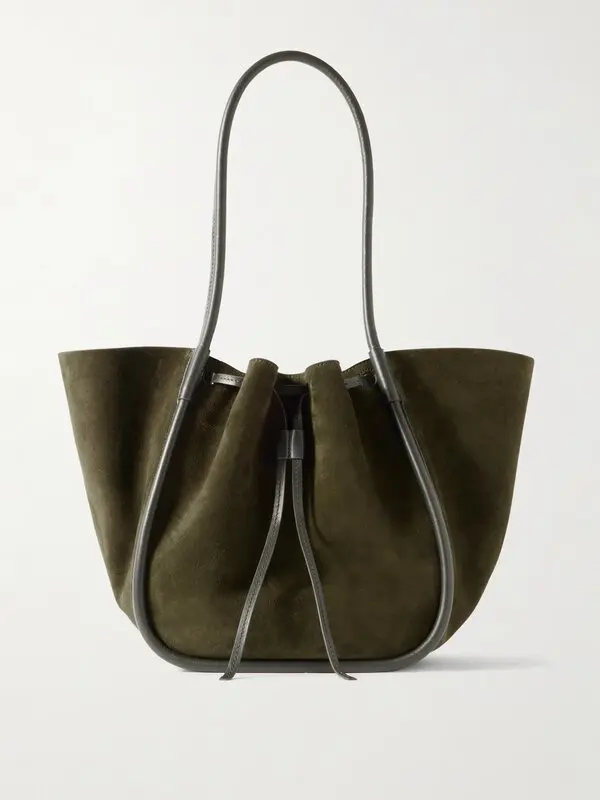 Proenza Schouler Large Suede Tote With Leather Trim - Green