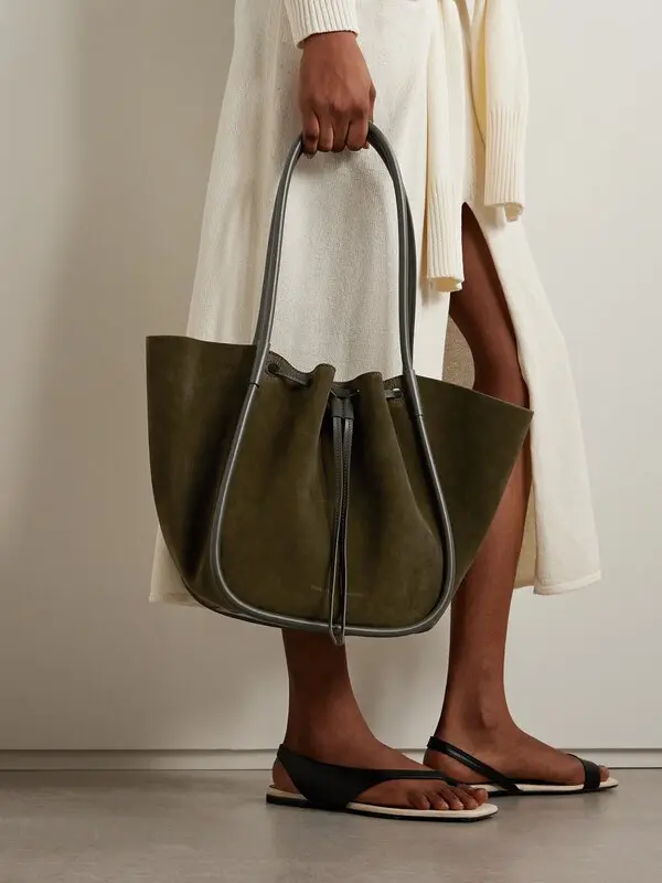 Proenza Schouler Large Suede Tote With Leather Trim - Green
