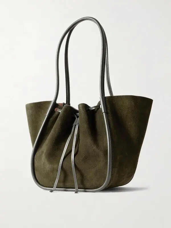 Proenza Schouler Large Suede Tote With Leather Trim - Green