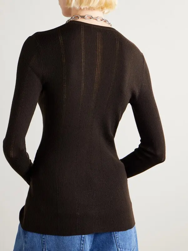 Gabriela Hearst Lillian Pointelle-knit Wool Cardigan