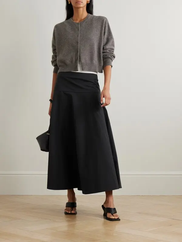 ST. AGNI Paneled Cotton-blend Maxi Skirt