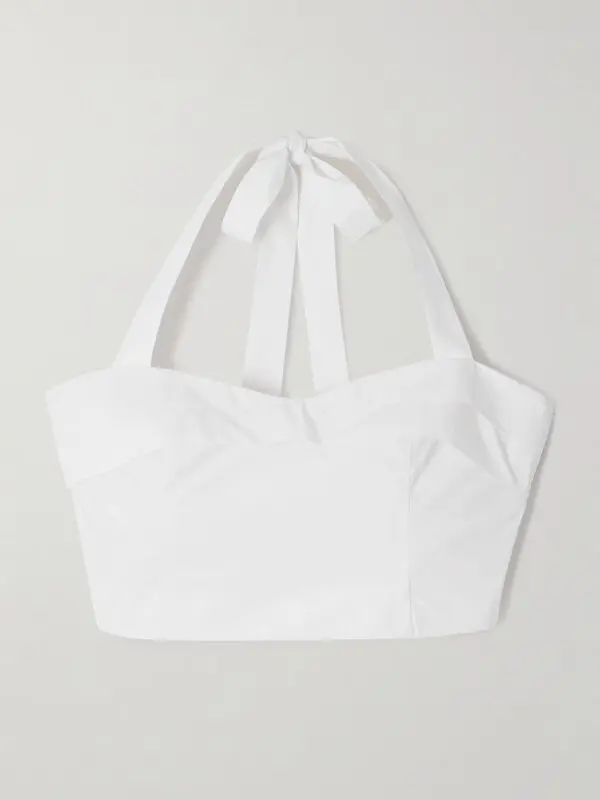 Posse Rue Cotton-poplin Halterneck Bustier Top - Neutrals