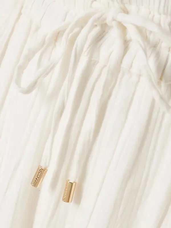 Melissa Odabash Krissy Crinkled-cotton Straight-leg Pants - Neutrals