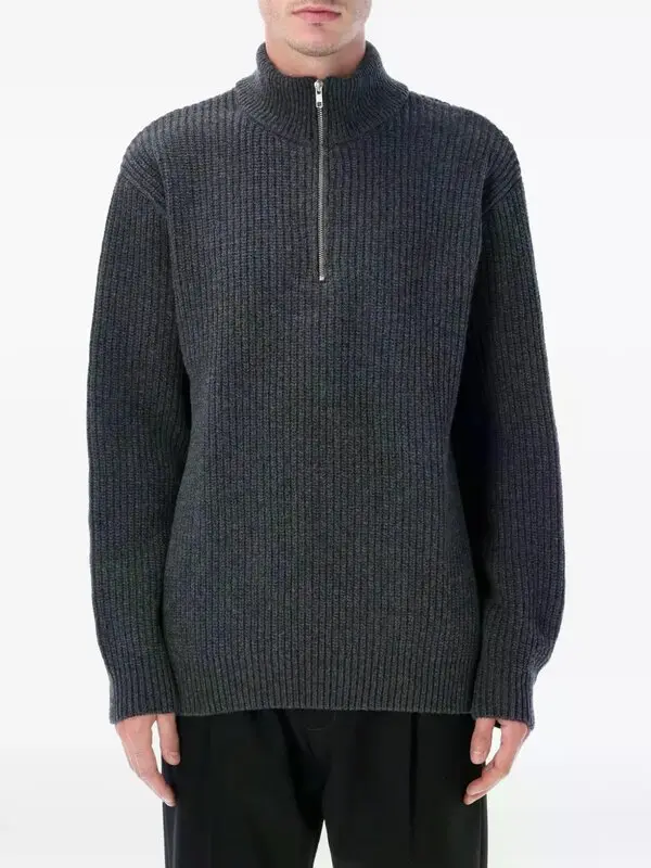 Colorful Standard Half-zip Ribbed Knit Sweater