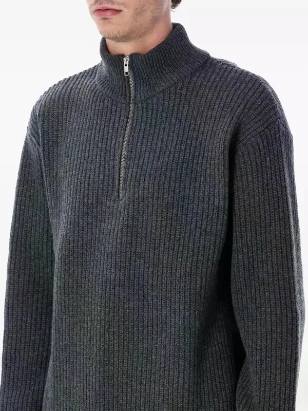 Colorful Standard Half-zip Ribbed Knit Sweater