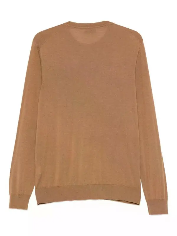 FERRANTE Crew-neck Fine Knit Sweater - Brown