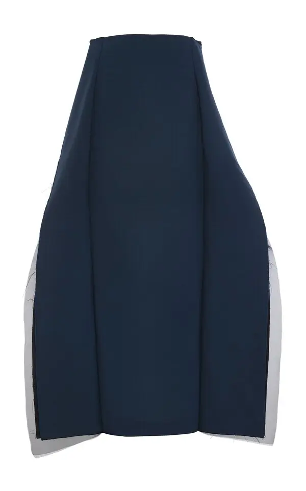 A.W.A.K.E. Mode Panelled Silk-wool Midi Skirt - Navy