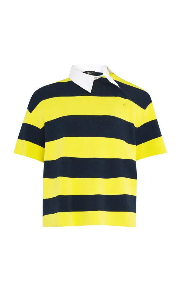 A.W.A.K.E. Mode Knitted Striped Rugby Polo Top