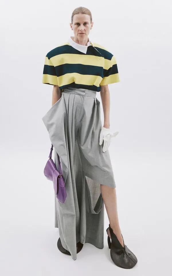 A.W.A.K.E. Mode Knitted Striped Rugby Polo Top