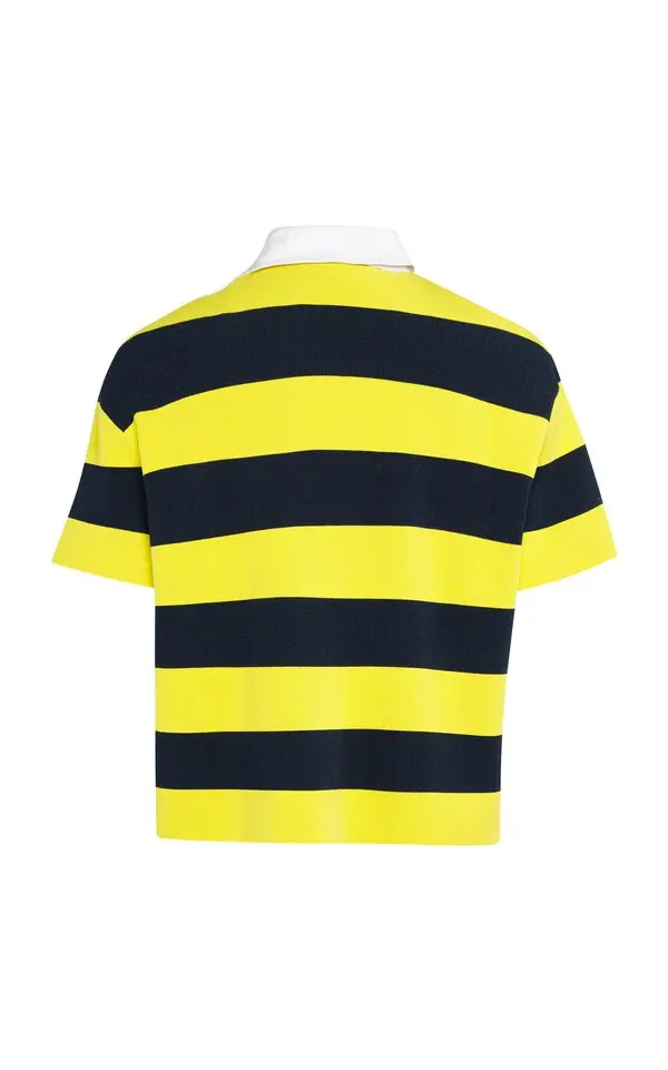 A.W.A.K.E. Mode Knitted Striped Rugby Polo Top