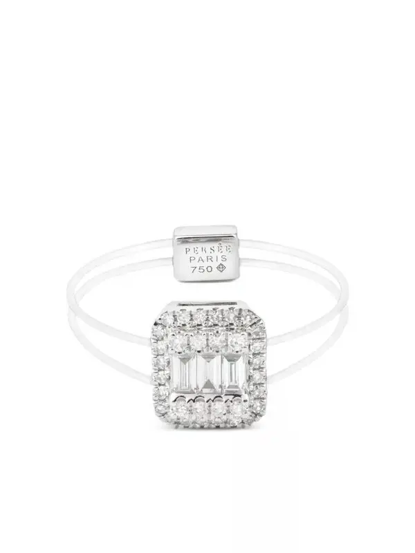 PERSEE 18ct White Gold Radiant-cut Diamond Ring - Silver