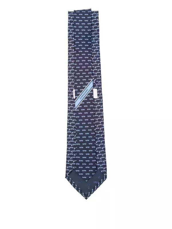 FERRAGAMO Race Patterned Silk Neck Tie