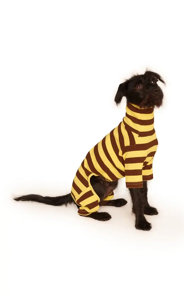 LITTLE BEAST Stretch-cotton Dog Onesie - Stripe